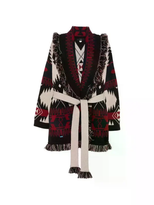 Alanui Jacquard Knitted Coat - Black