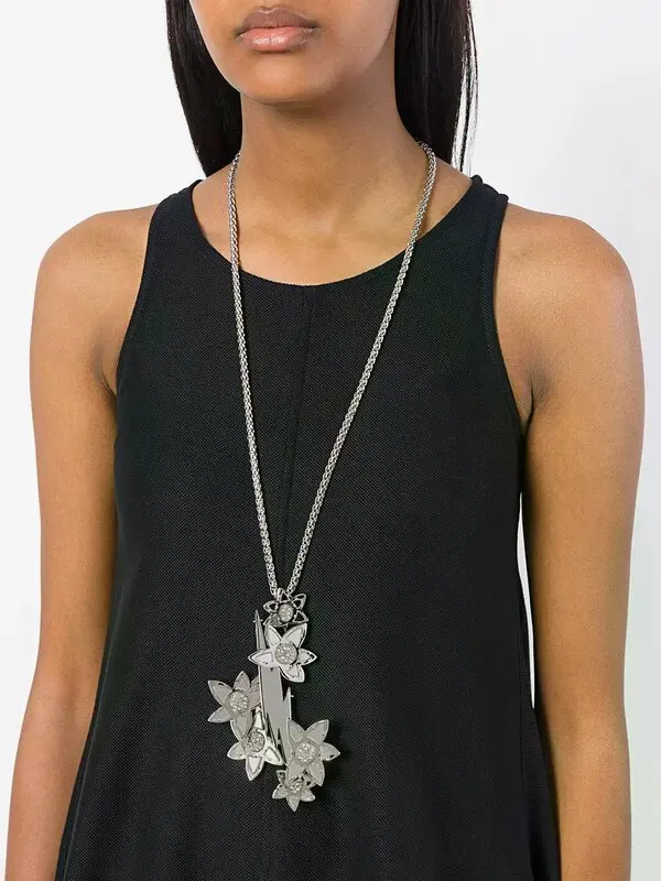 Dsquared2 Crystal-embellished Floral-pendant Necklace - Metallic