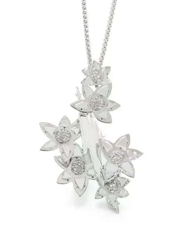 Dsquared2 Crystal-embellished Floral Pendant Necklace - Silver