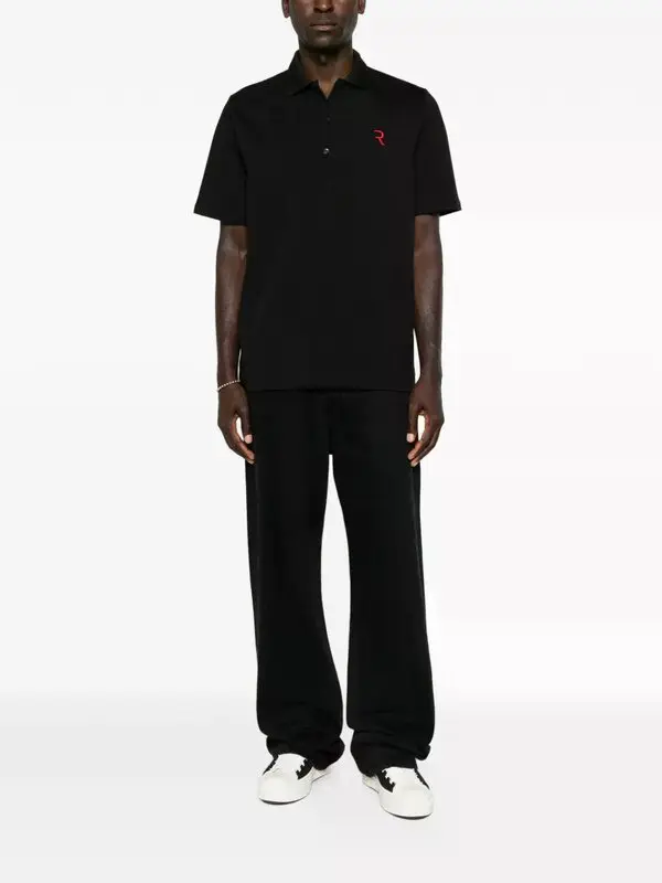 RHUN Logo-embroidered Short-sleeve Polo Shirt - Black