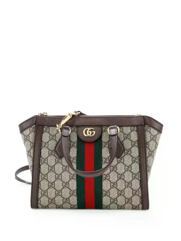 Gucci Ophidia Top Handle Gg Coated Canvas Small Tote Bag - Brown