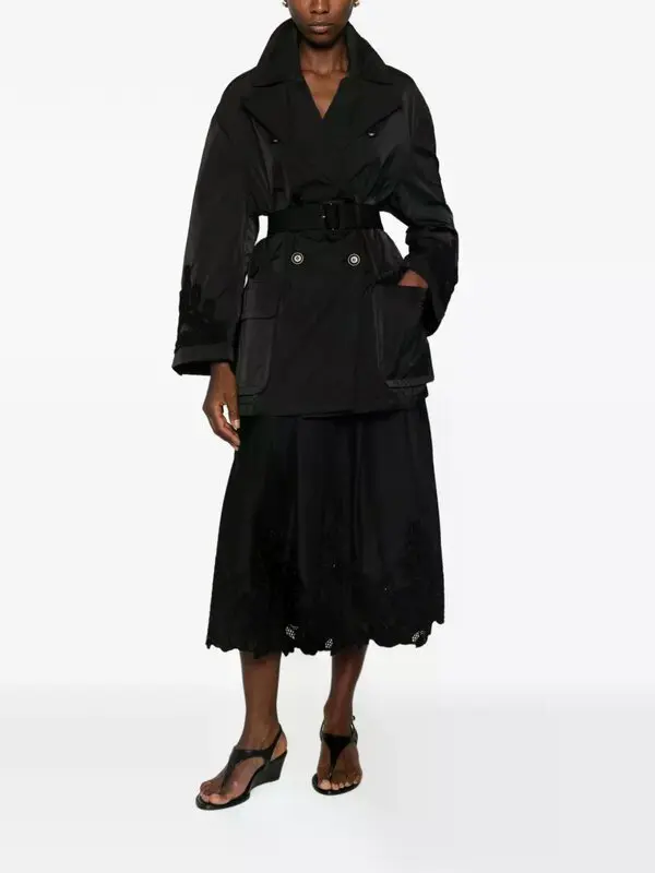 Ermanno Scervino Floral-embroidered Pleated Midi Skirt - Black