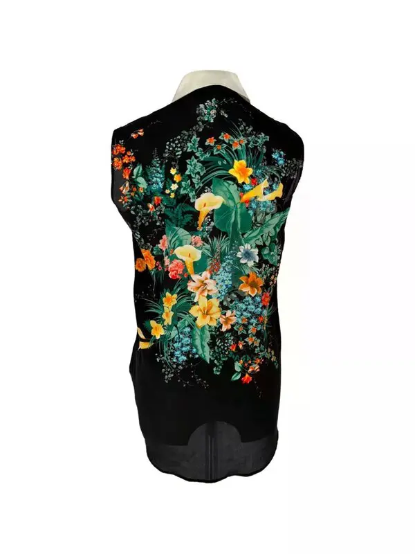 Sandro Sleeveless Floral Print Lace Panel Blouse