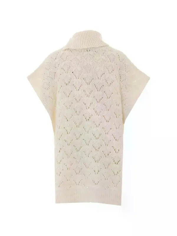 Fabiana Filippi Knitted Sleeveless Poncho With High Neck - Neutrals