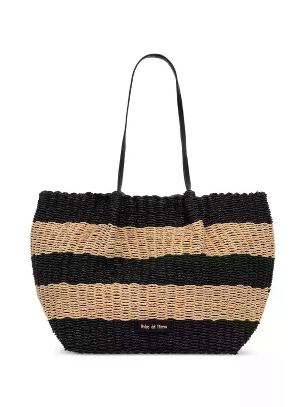 PEDRO DEL HIERRO Striped Woven Raffia Tote Bag