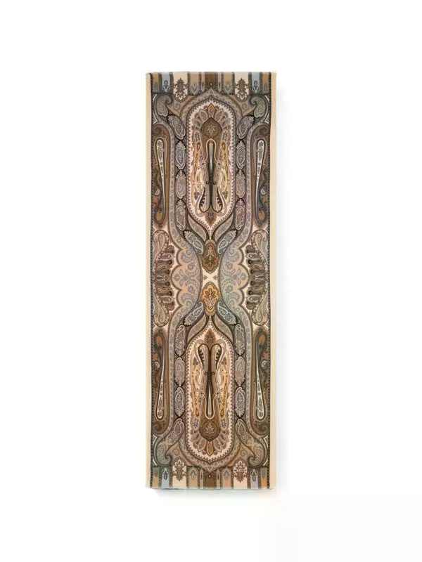 Etro Cashmere, Silk And Wool Scarf With Paisley Motif - Neutrals