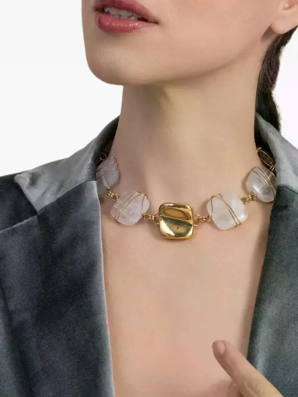 Gas Bijoux Rainbow Square Stone Necklace - Gold
