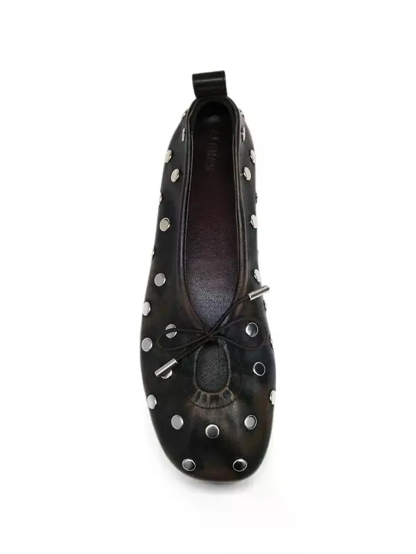 ALOHAS Rosalind Stud-embellished Leather Ballet Flats - Brown