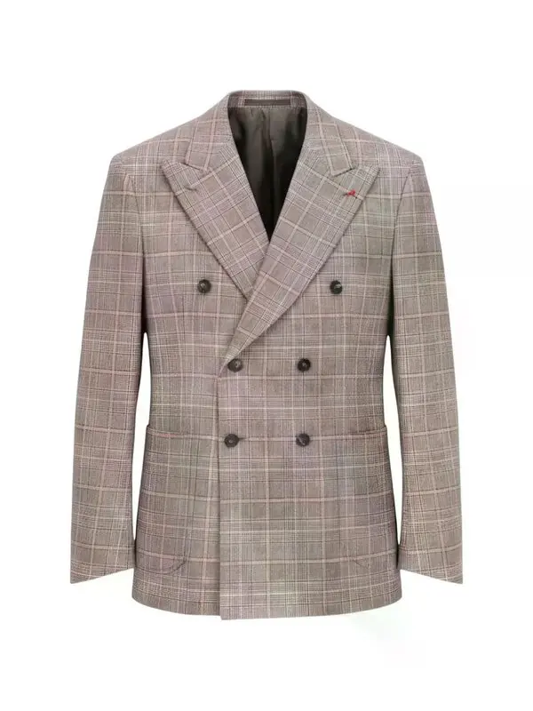 Isaia Check-pattern Double-breasted Jacket
