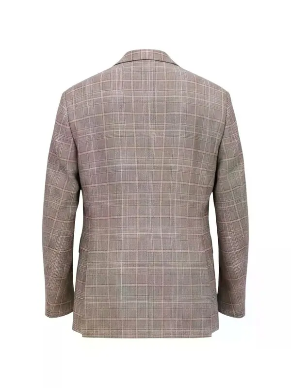 Isaia Check-pattern Double-breasted Jacket