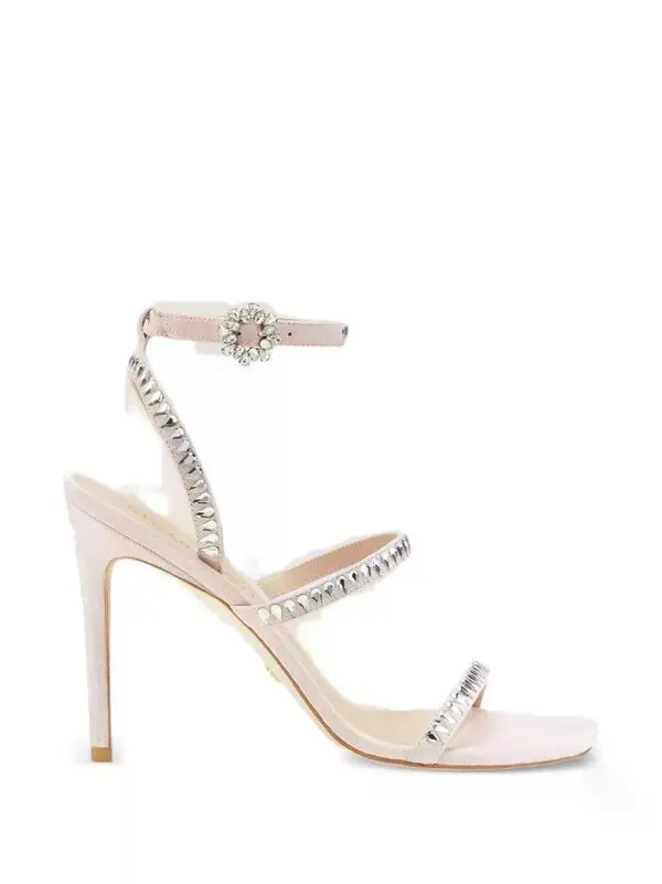 STUART WEITZMAN Gemcut Crystal-embellished Suede Heeled Sandals - Pink