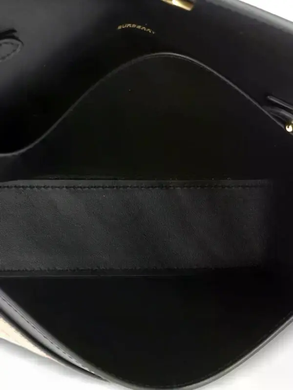 Burberry New Hampshire Shoulder Bag In Leather And Vintage Check Coated Canvas - Black