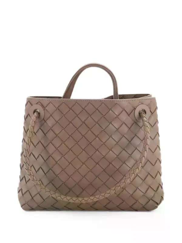 Bottega Veneta Andiamo Top Handle Bag Intrecciato Nappa Small Satchel - Brown
