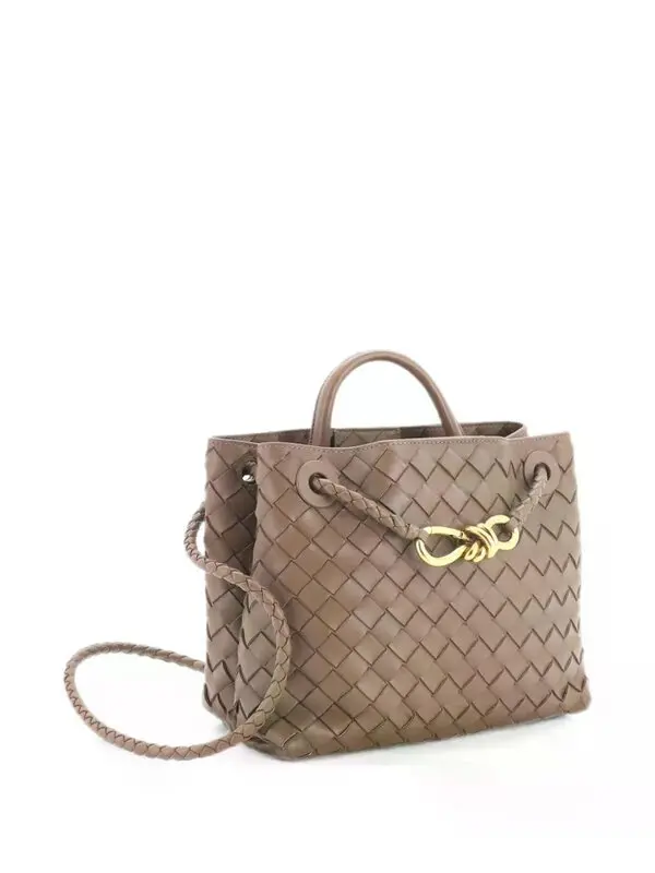 Bottega Veneta Andiamo Top Handle Bag Intrecciato Nappa Small Satchel - Brown