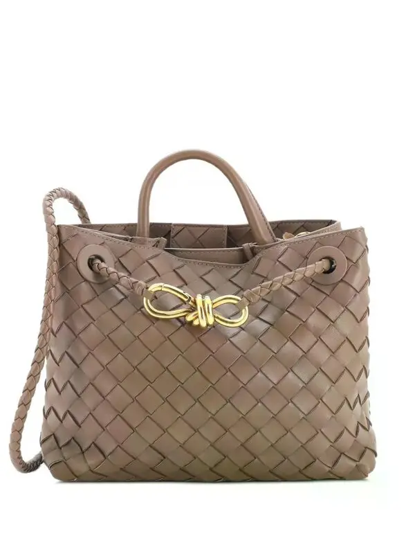 Bottega Veneta Andiamo Top Handle Bag Intrecciato Nappa Small Satchel - Brown