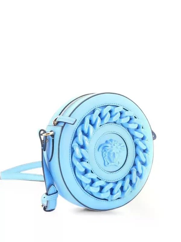 Versace La Medusa Round Camera Bag Leather Small Crossbody Bag - Blue