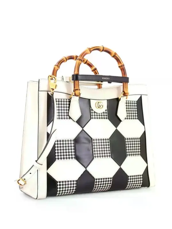 Gucci Diana Nm Bamboo Handle Printed Leather Medium Tote Bag
