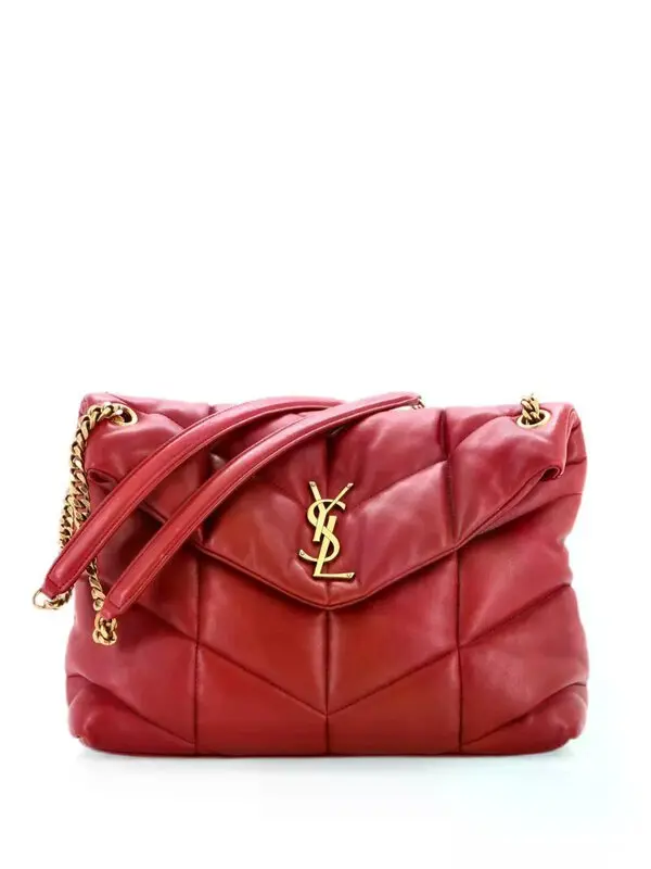 Saint Laurent Loulou Matelasse Chevron Leather Medium Shoulder Bag - Red