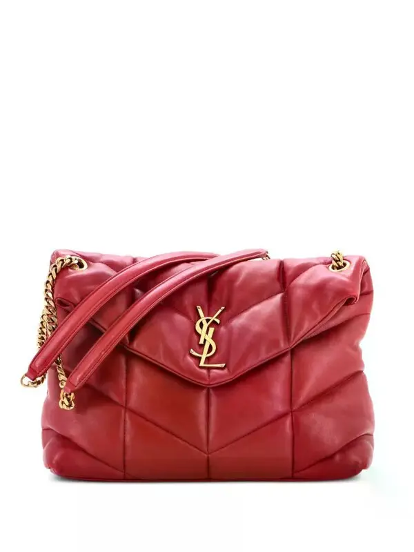 Saint Laurent Loulou Matelasse Chevron Leather Medium Shoulder Bag - Red