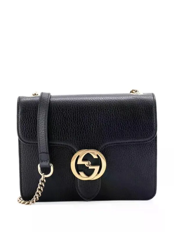 Gucci Interlocking Chain Leather Small Crossbody Bag - Black