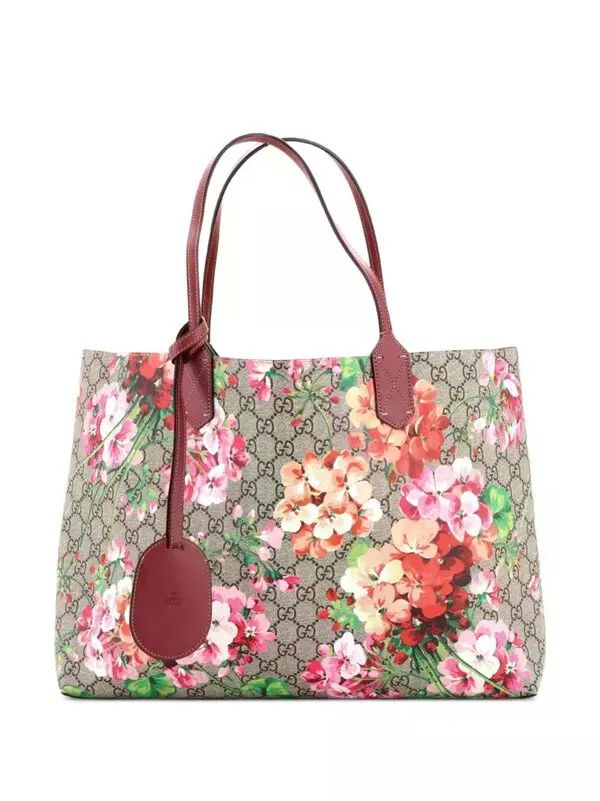 Gucci Blooms Gg Print Leather Medium Tote Bag - Brown