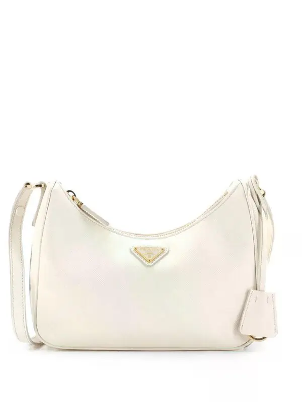 Prada Adjustable Handle Zip Saffiano Leather Mini Hobo Bag