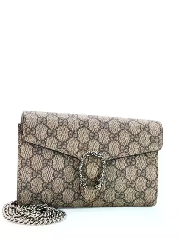 Gucci Dionysus Chain Wallet Gg Coated Canvas Small Crossbody Bag - Brown