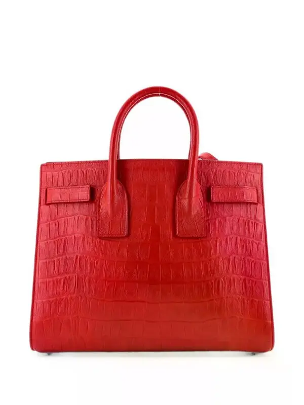 Saint Laurent Sac De Jour Nm Crocodile Embossed Leather Satchel - Red