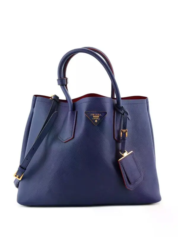 Prada Saffiano Leather Tote Bag - Blue