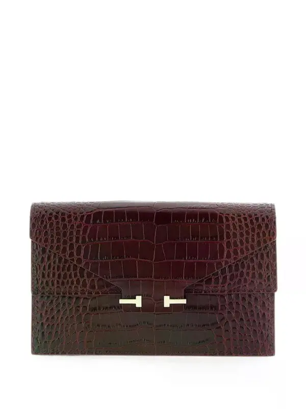TOM FORD Aube Crocodile-effect Clutch Bag - Red