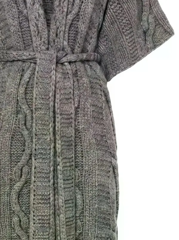 Malo Short-sleeve Cable-knit Cashmere Coat