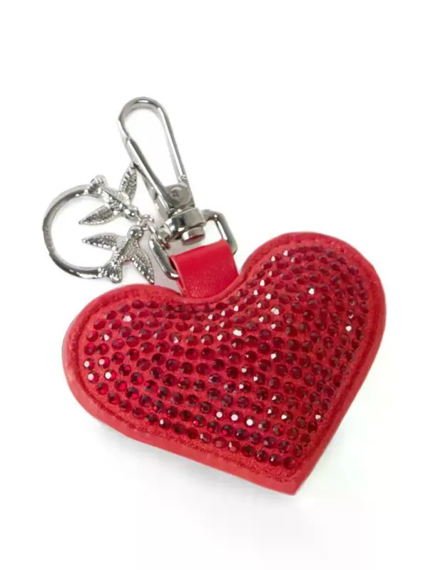 Pinko Crystal Embellished Heart Love Birds Keyring