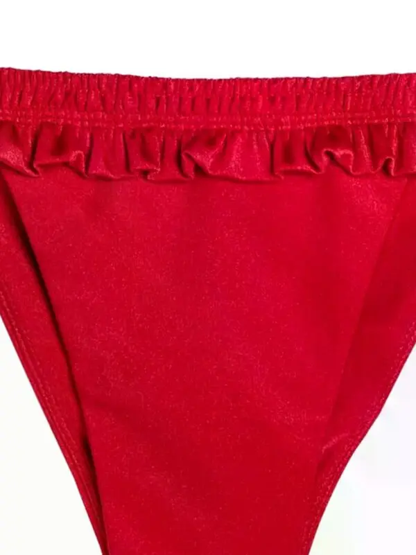 Faithfull The Brand Alma Ruffled Bikini Bottoms - Red