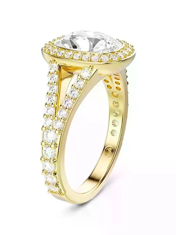 SWAROVSKI Logo-engraved -tone Ring With Crystal Embellishment