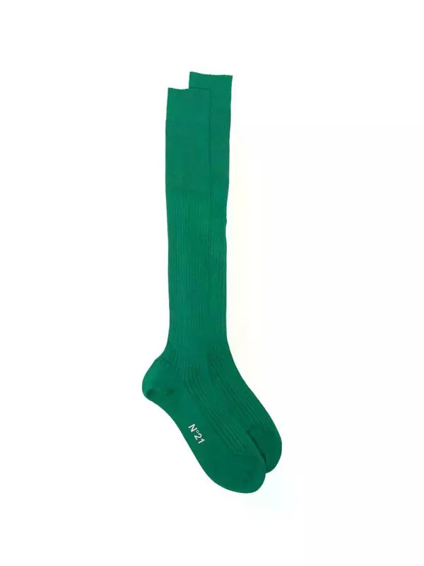 N°21 Ribbed-knit Logo-print Socks