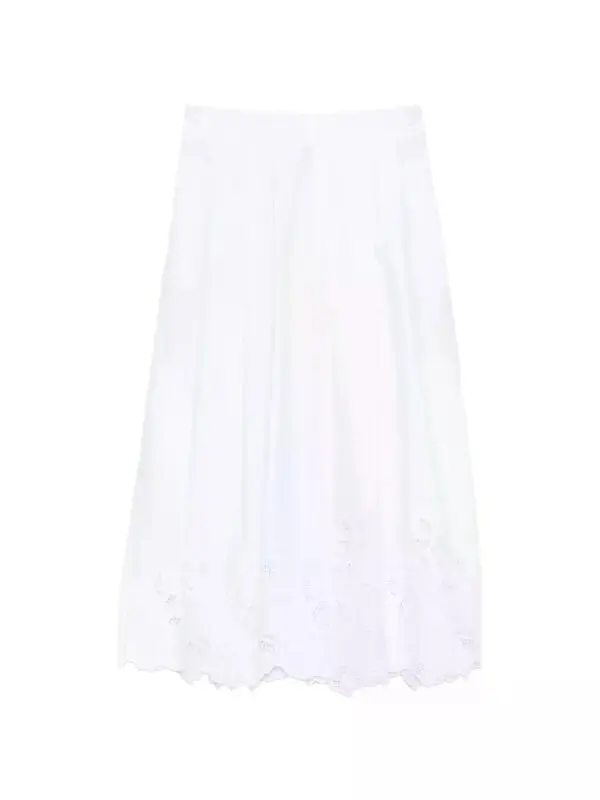 Ermanno Scervino Broderie-anglaise Pleated Midi Skirt - White