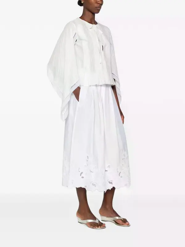 Ermanno Scervino Broderie Anglaise Pleated Midi Skirt