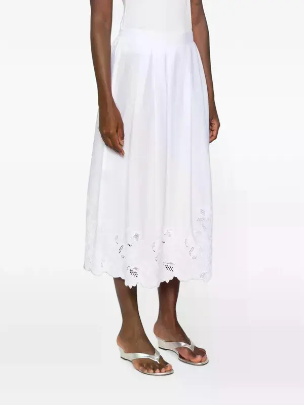 Ermanno Scervino Broderie Anglaise Pleated Midi Skirt
