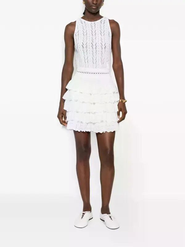 ANTONINO VALENTI Pointelle-knit Ruffled Mini Dress