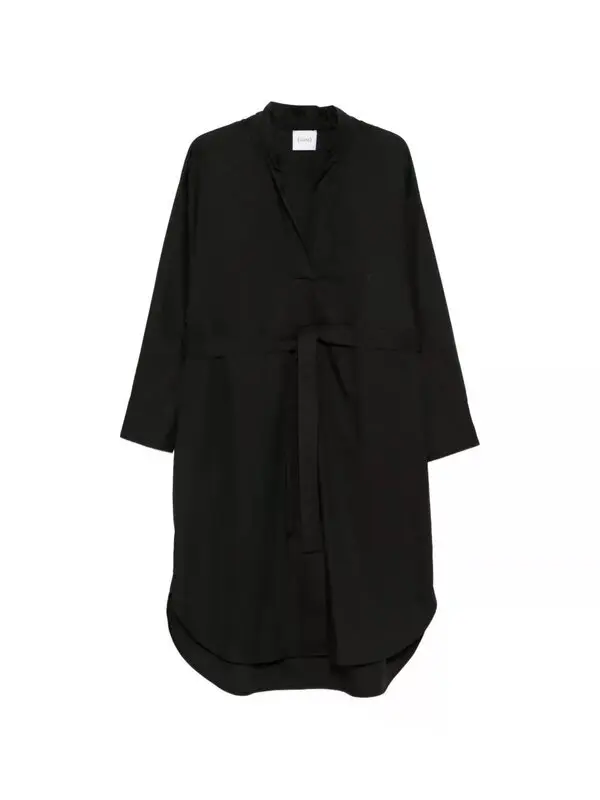 NUDE Belted Curved-hem Midi Dress - Black
