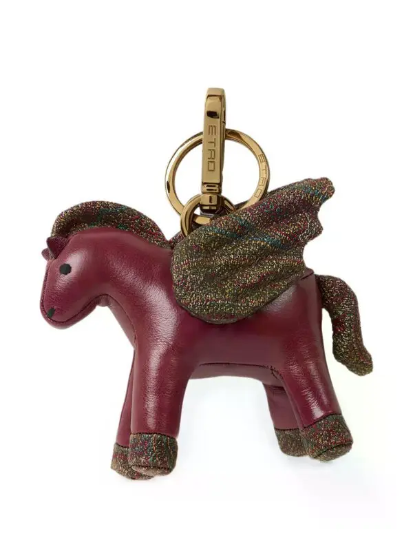 Etro Pegaso Leather Bag Charm - Red