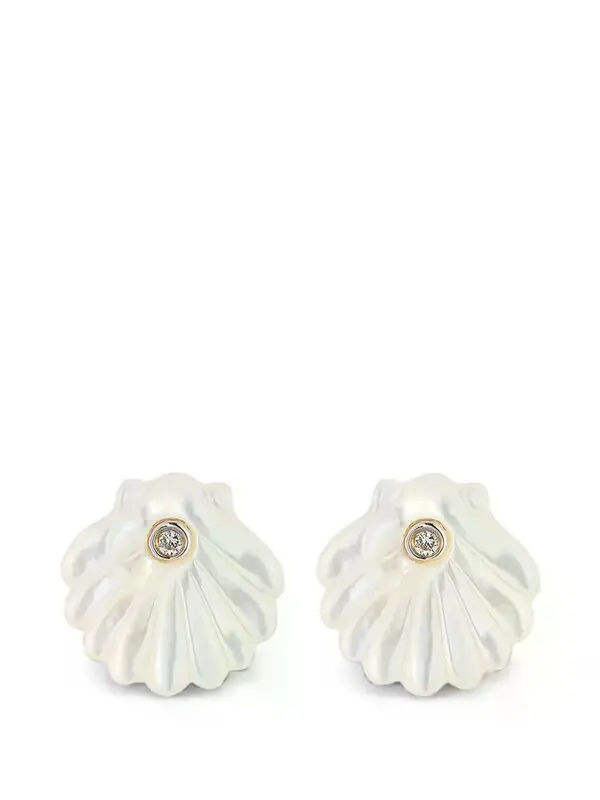 Mateo Venus Shell Diamonds Earrings - Gold