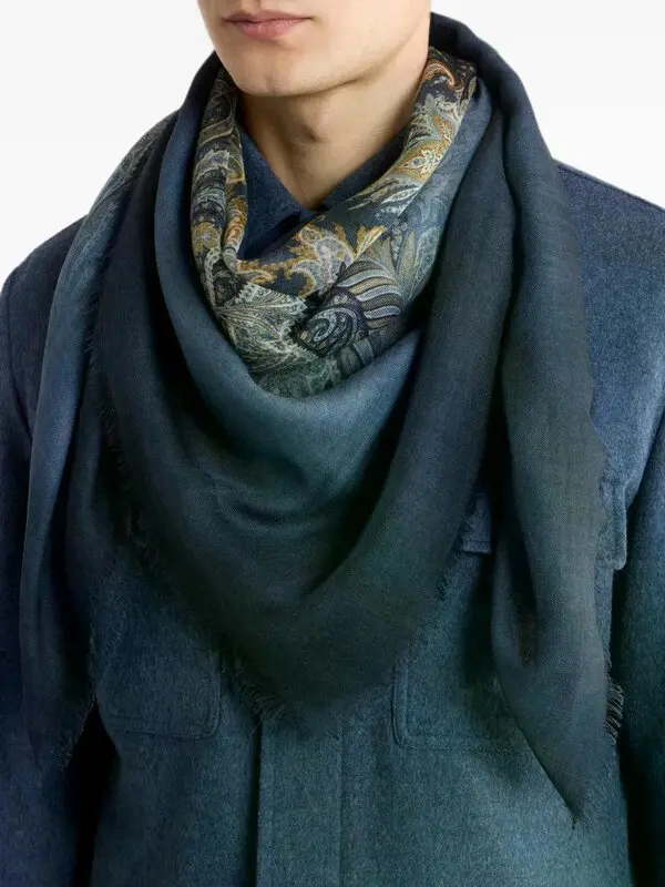 Etro Faded Paisley-print Scarf - Blue