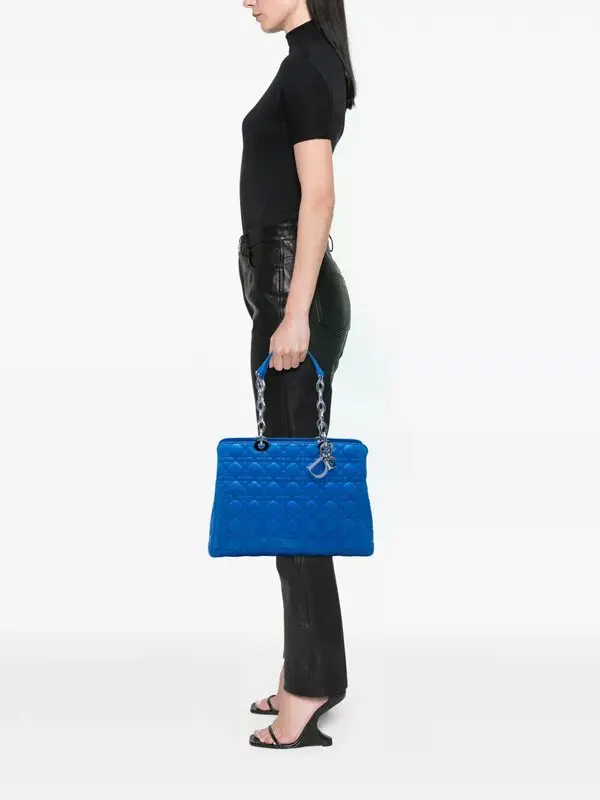Dior Lambskin Cannage Soft Zipped Shopping Tote Bag - Blue