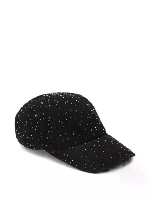 Alexander Wang Crystal-embellished Distressed Baseball Cap
