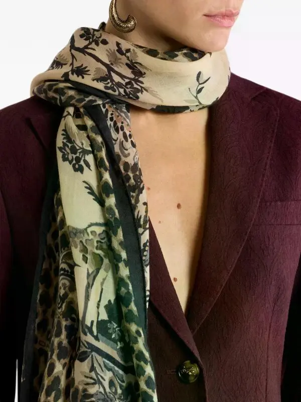 Etro Animal-print Floral-print Scarf