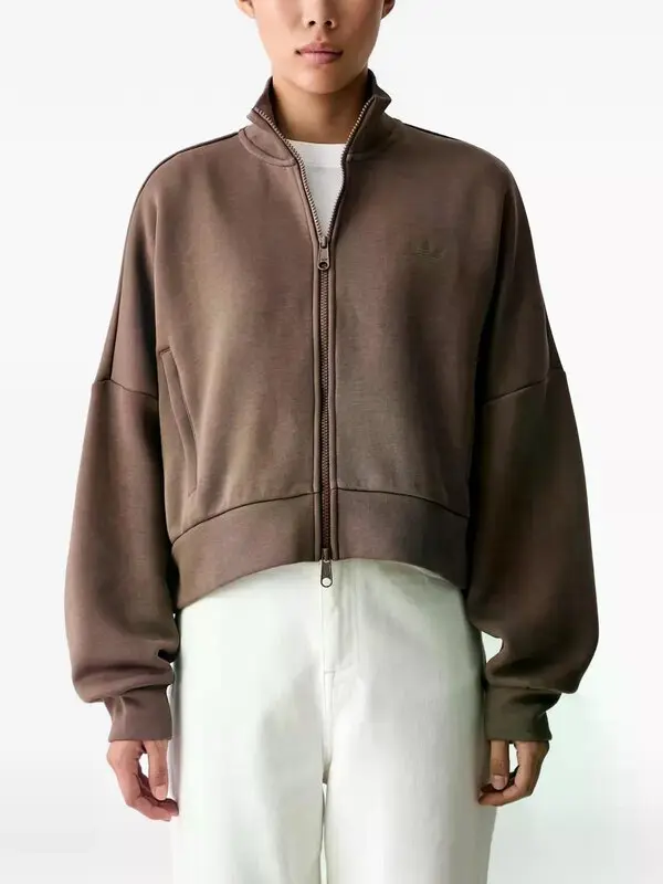 Adidas Logo-embroidered Zip-up Sweatshirt - Brown