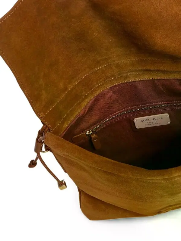 COCCINELLE Logo-patch Suede Shoulder Bag