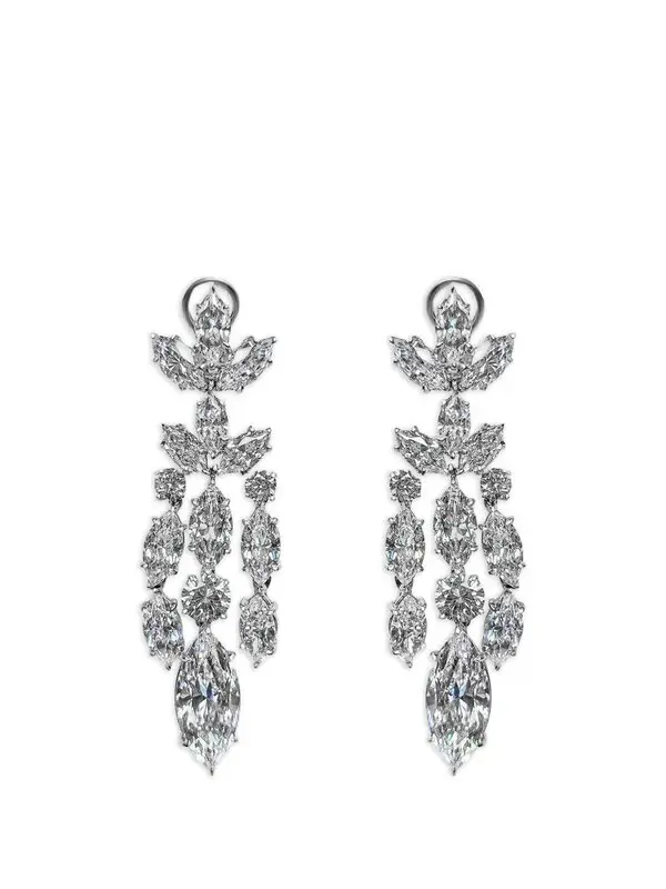 FANTASIA BY DESERIO Marquise Chandelier Earrings - Silver