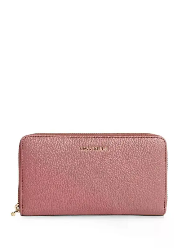COCCINELLE Large Metallic Grained Leather Wallet - Pink